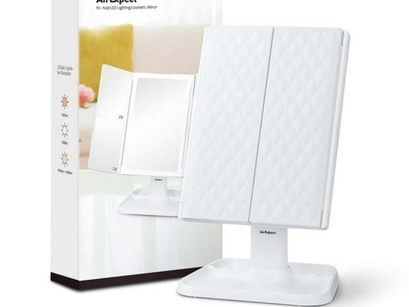 AirExpect- Tri - fold LED Lighting Cosmetic Mirror - Fishisfast Store